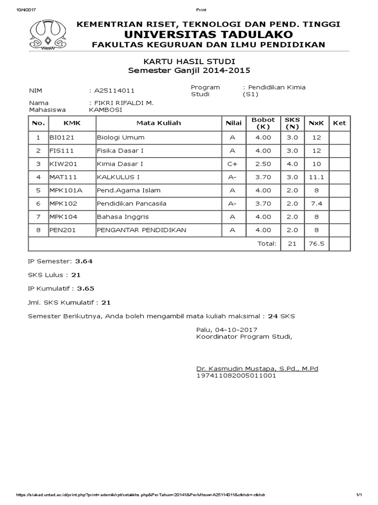 Khs Semester 1 | PDF