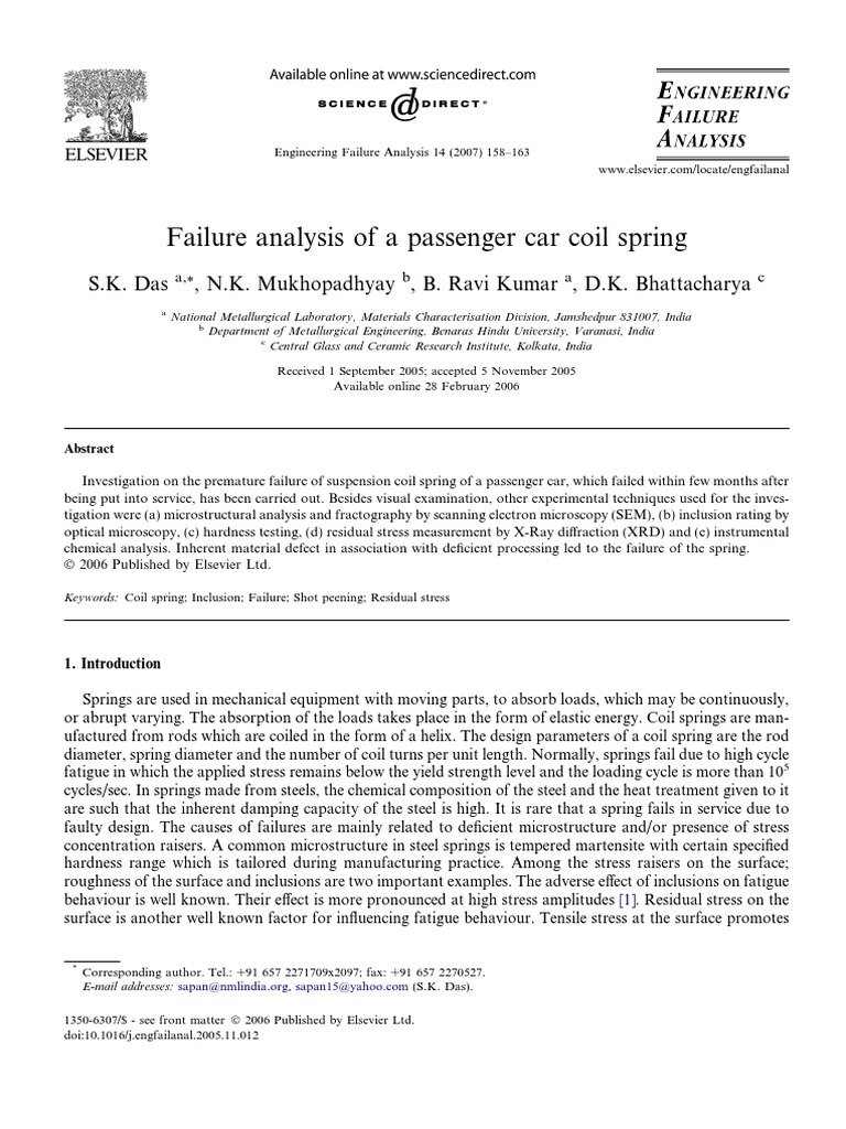 Coil Spring Failure Analysis in Cars | PDF | Fatigue (Material ...