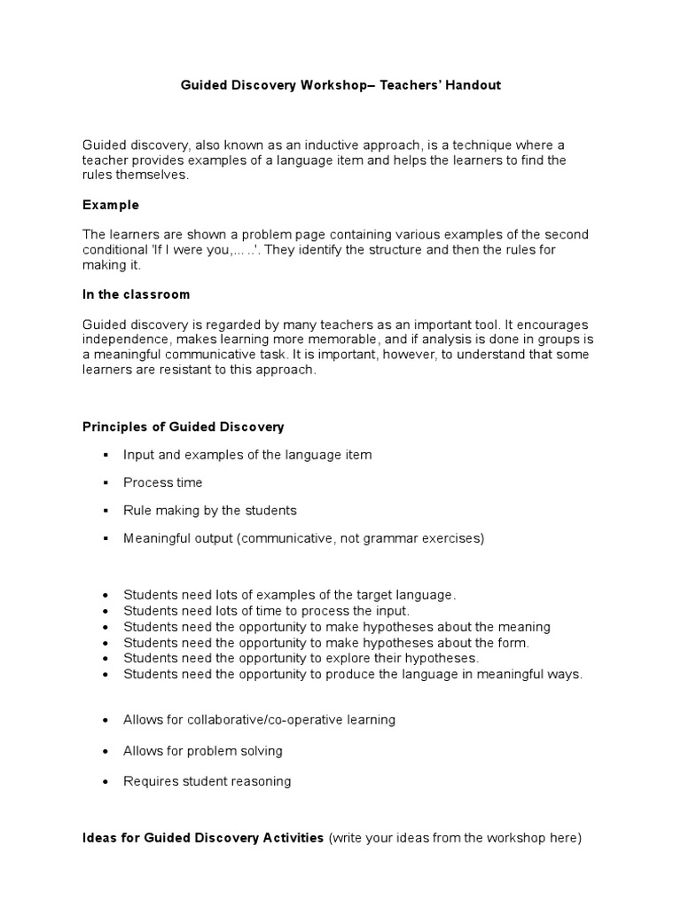Guided Discovery - Teacher Handout | PDF | Learning | Teachers