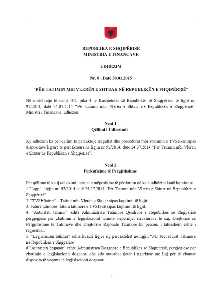 Udhezimi Nr. 6, Date 30.01.2015 | PDF