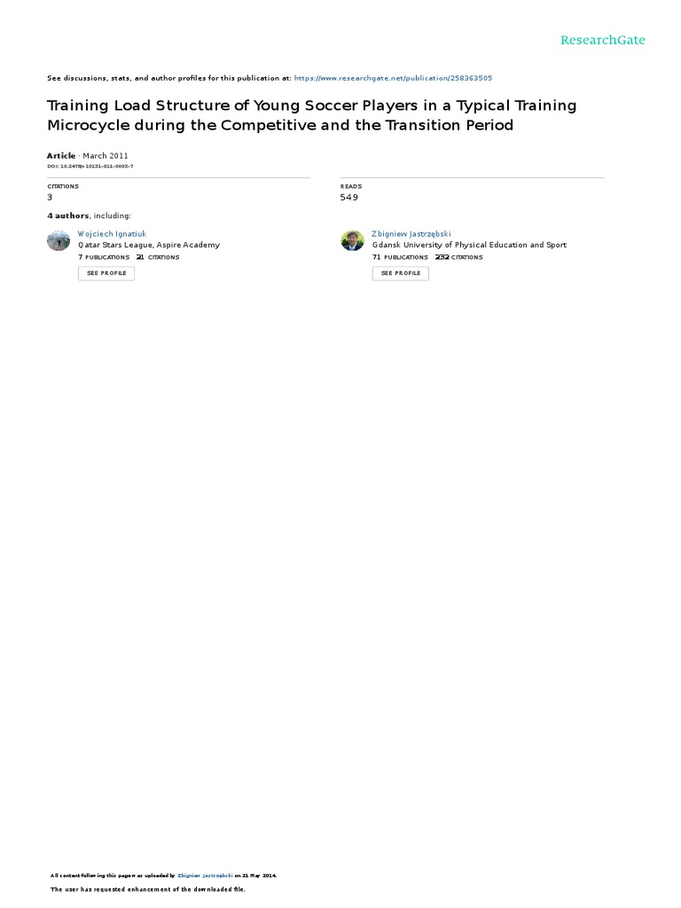 Training Load Structure of Young Soccer Players in A Typical Training ...