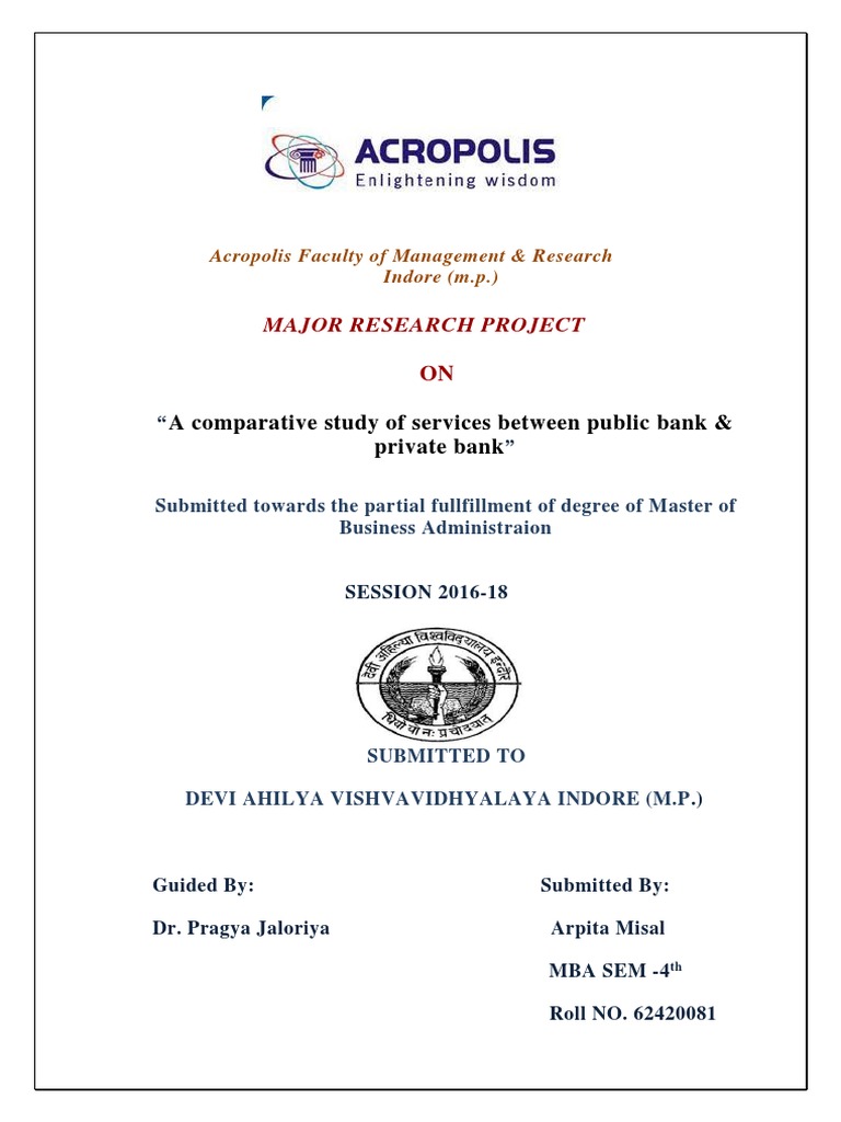 Major Research Project: A Comparative Study of Services Between Public ...