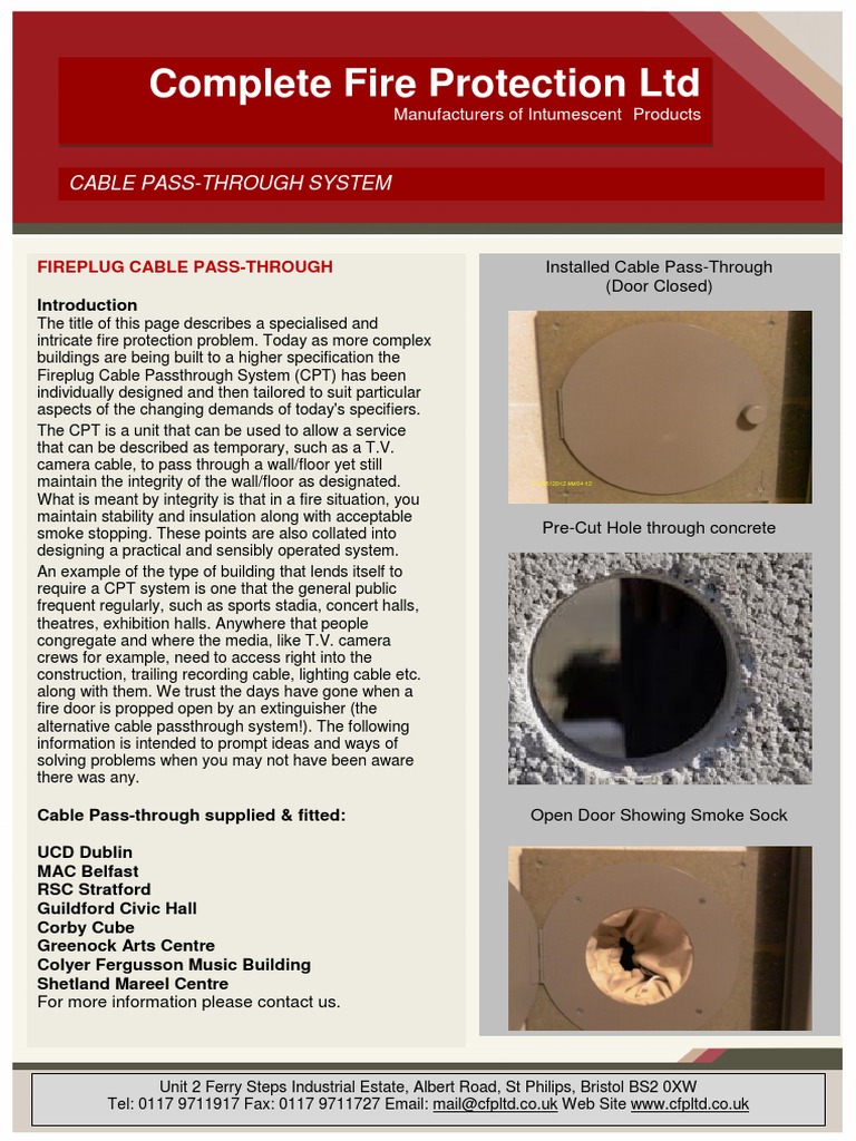 Complete Fire Protection LTD: Cable Pass-Through System | PDF | Ceiling ...
