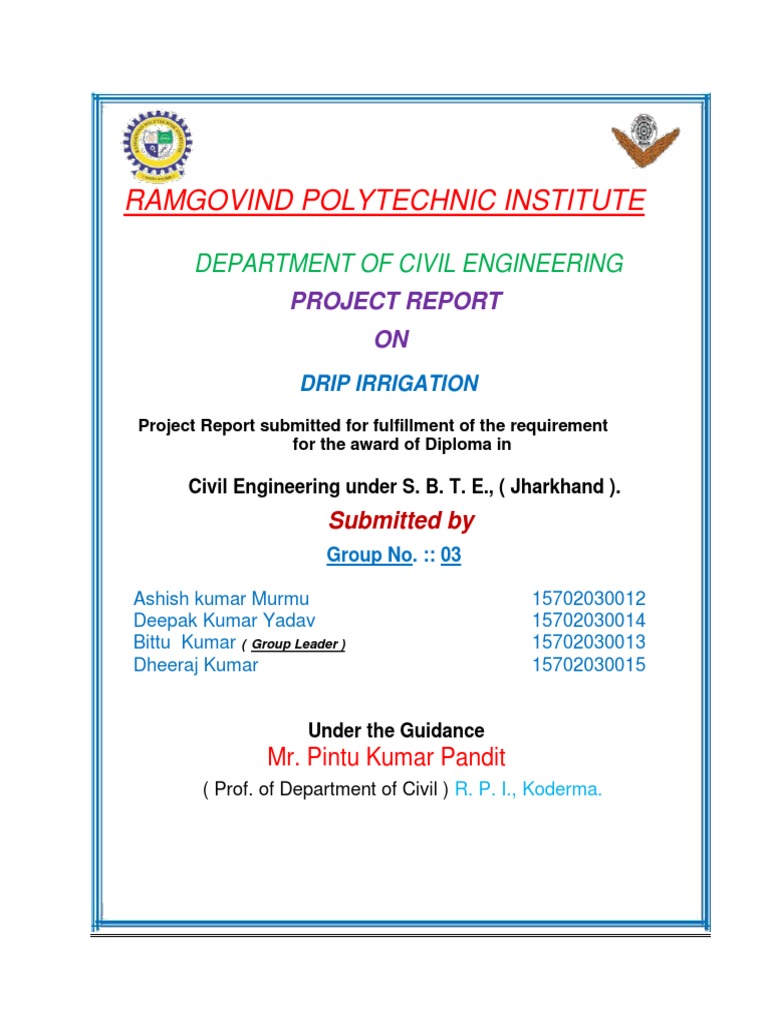 Civil Drip Irrigation Report - 2 | PDF | Irrigation | Land Management
