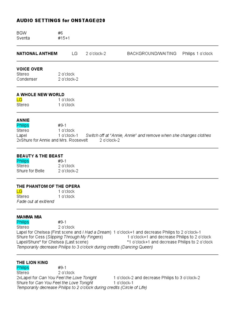 Onstage Audio Settings Guide | PDF