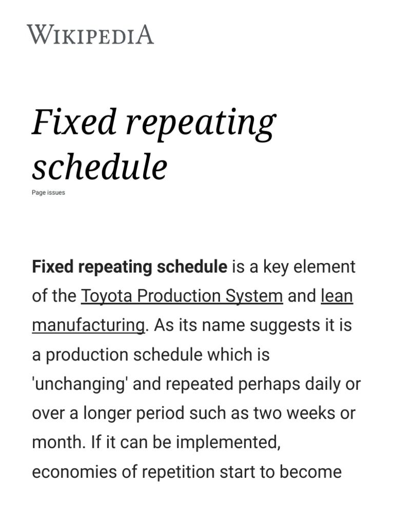 Fixed Repeating Schedule | PDF | Production And Manufacturing | Business