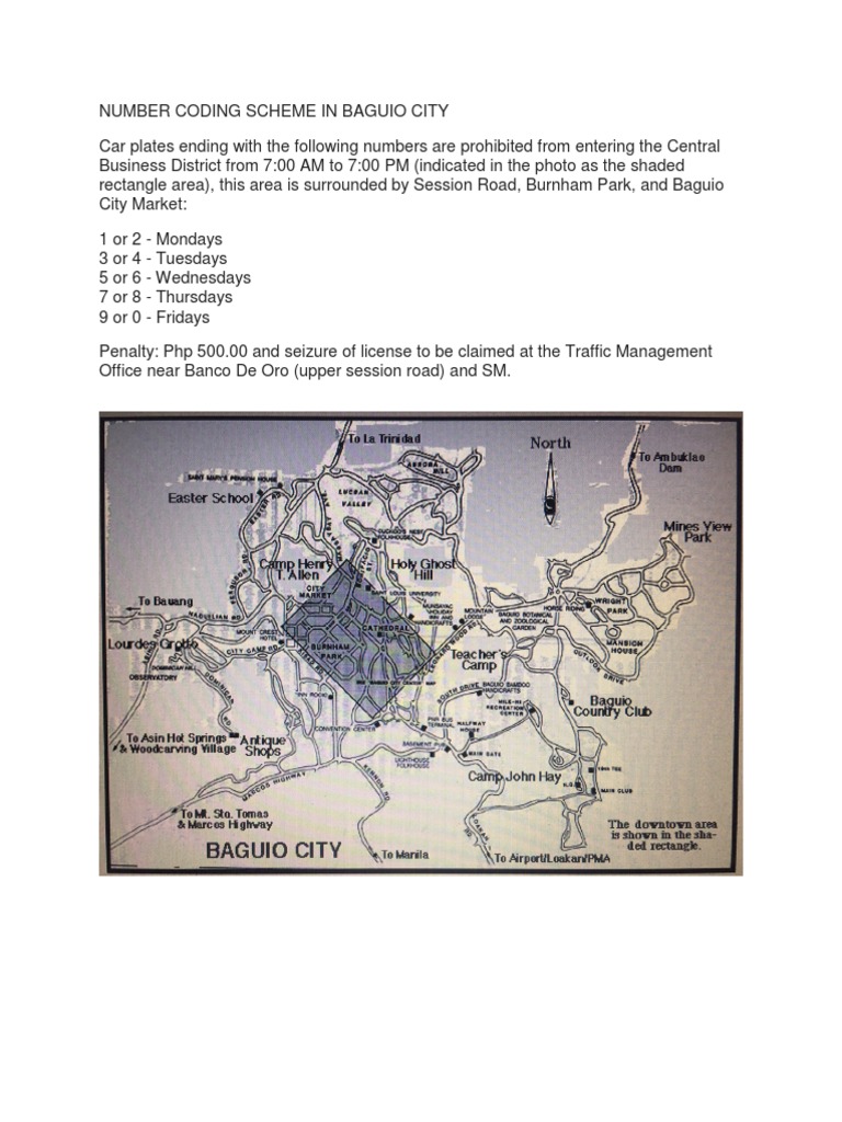 Number Coding Scheme In Baguio City Pdf Road Transport Transport