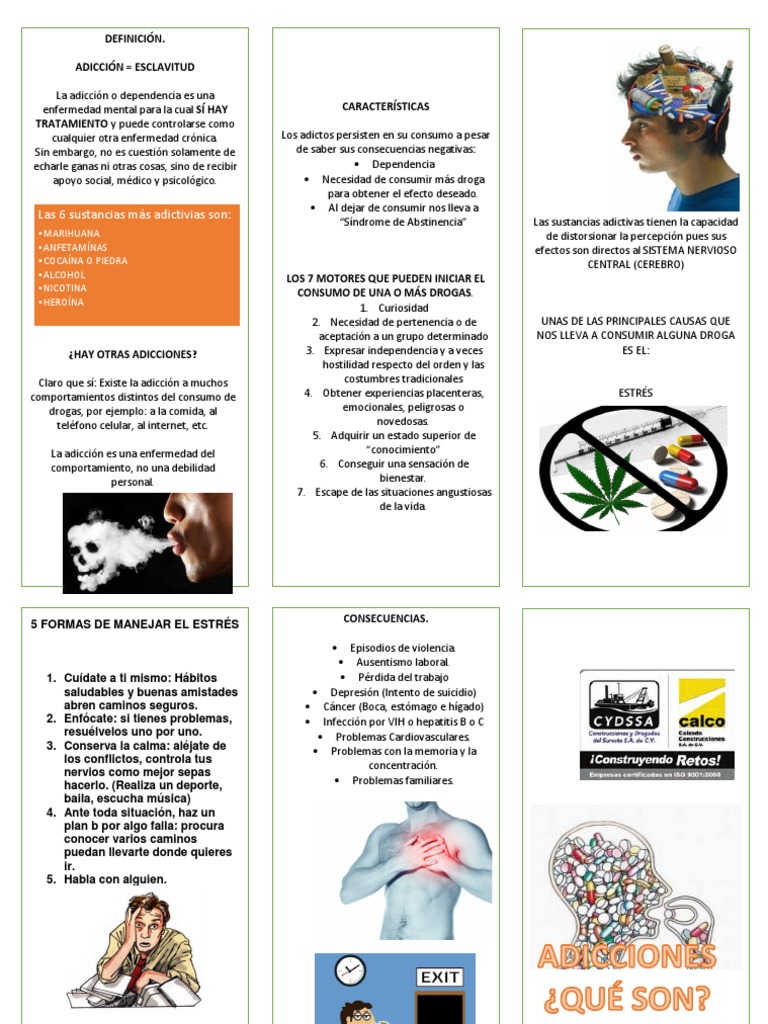 Triptico Adicciones | PDF | Drogas | Medicina