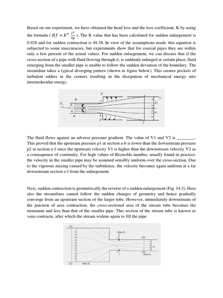 Head Loss in Pipe Contractions and Expansions | PDF | Turbulence ...