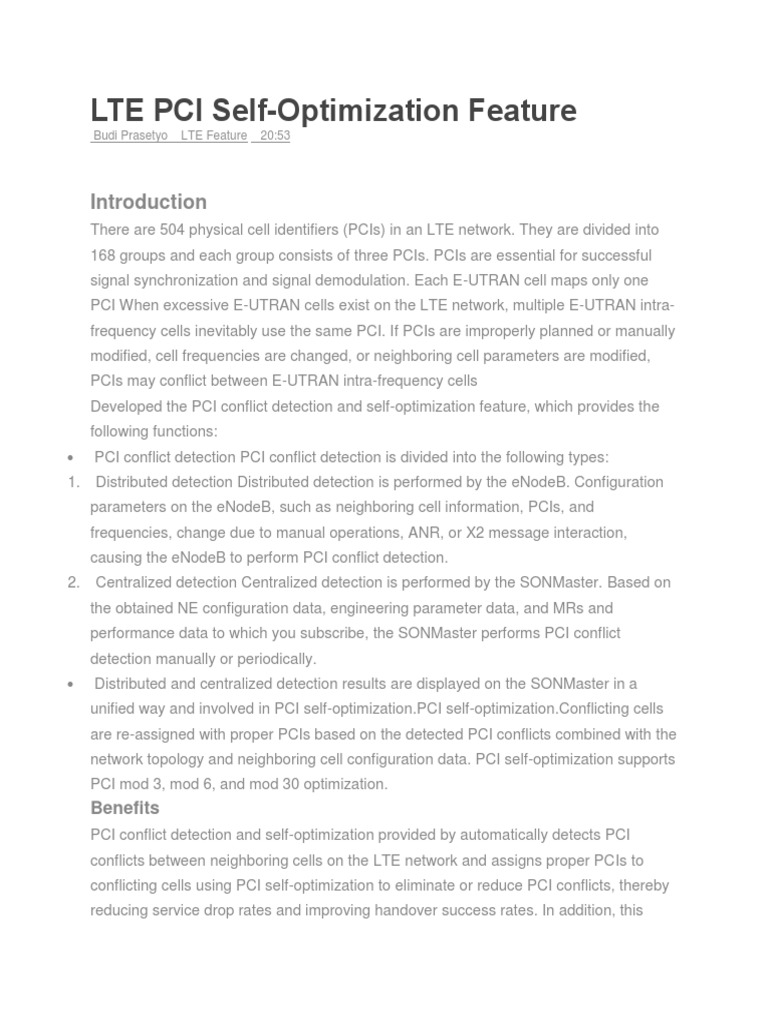 Lte Pci Self | PDF | Lte (Telecommunication) | Telecommunications