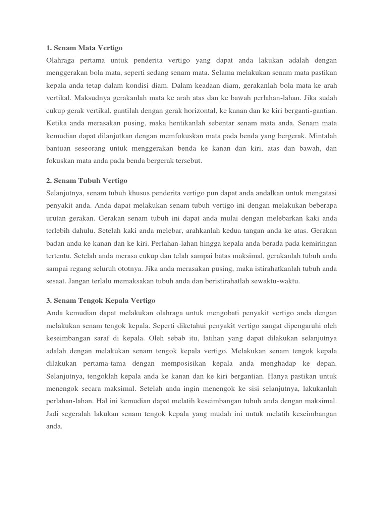 Senam Vertigo | PDF