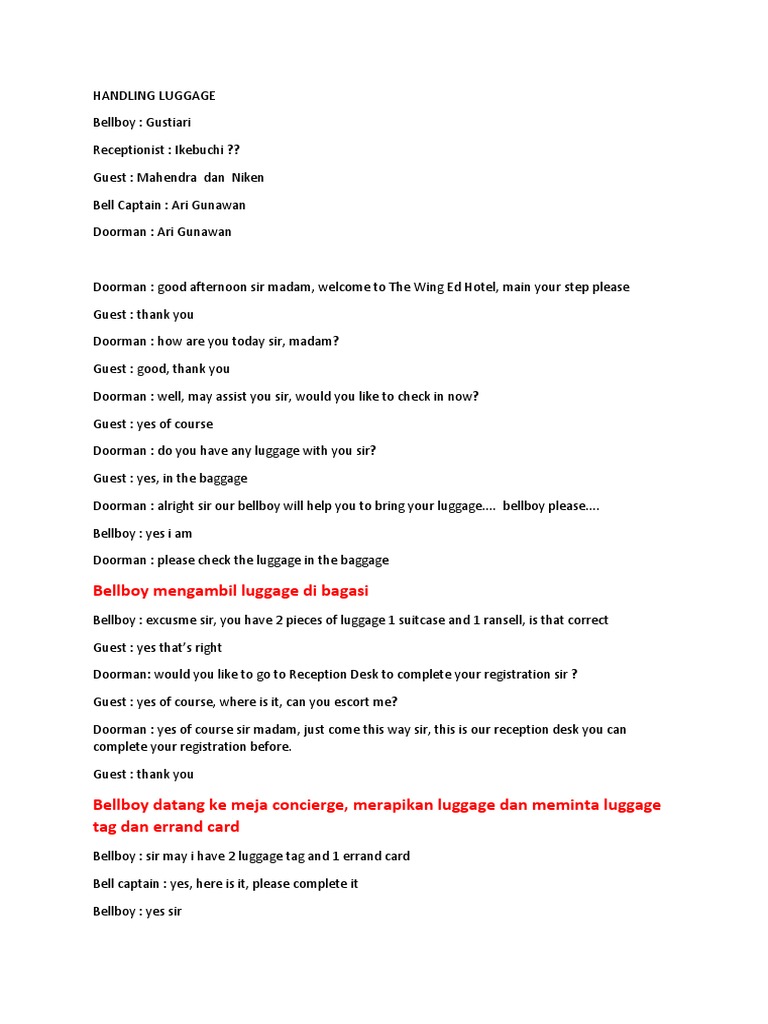 Luggage Handling Procedures in Hotels | PDF | Baggage | Bathroom