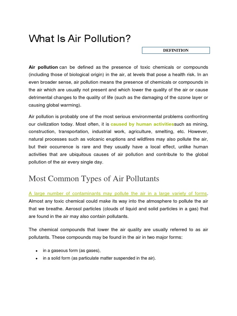 What Is Air Pollution | PDF | Atmosphere Of Earth | Air Pollution