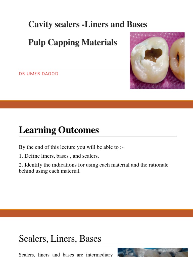 Cavity Sealers - Pulp Capping Materials | PDF | Mouth | Materials