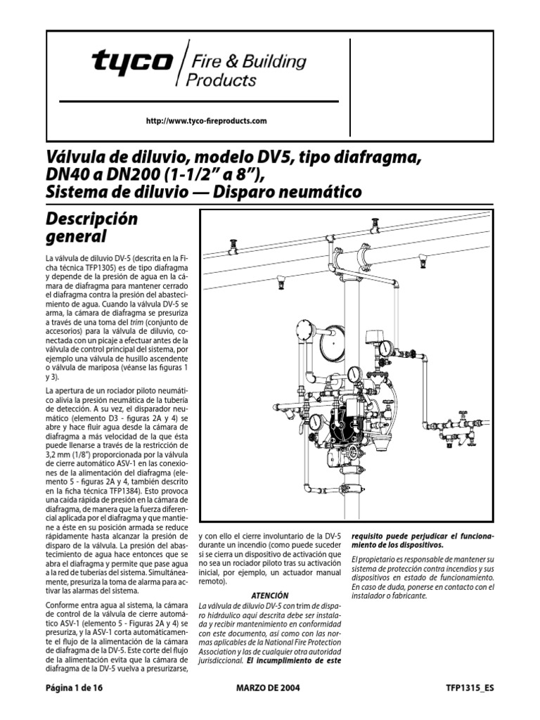 Válvula de Diluvio DV-5: Guía Técnica | PDF | Sistema de rociadores contra incendios | Válvula