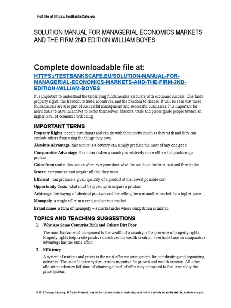Solution Manual For Managerial Economics Markets and The Firm 2nd ...