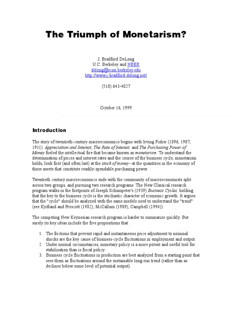 The Evolution of Monetarism in Economics | PDF | Monetarism | Milton ...