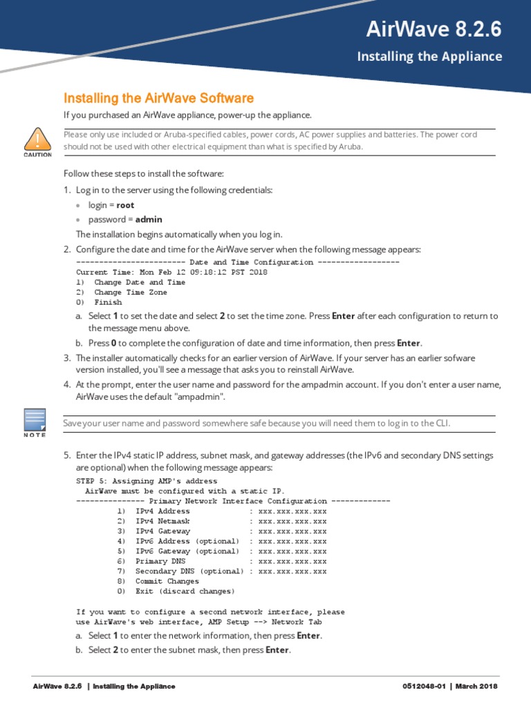 AirWave Appliance Installation Guide | PDF | Ip Address | I Pv6