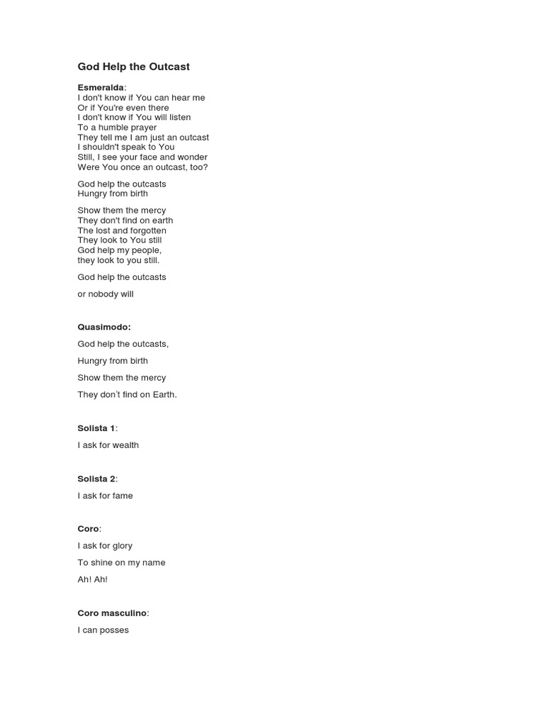 God Help the Outcasts Lyrics | PDF | Poetry