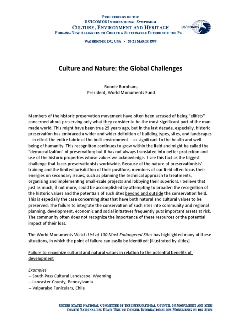 Culture and Nature: The Global Challenges | PDF | World War II Armoured ...