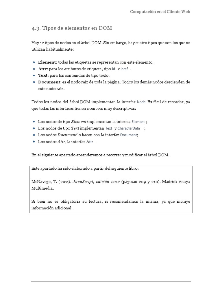 Tipos de Elementos DOM | PDF | Modelo de objeto de documento | Red mundial