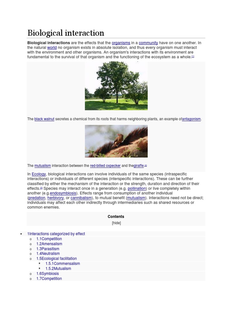 Biological Interaction: Organisms Community World | PDF | Symbiosis ...