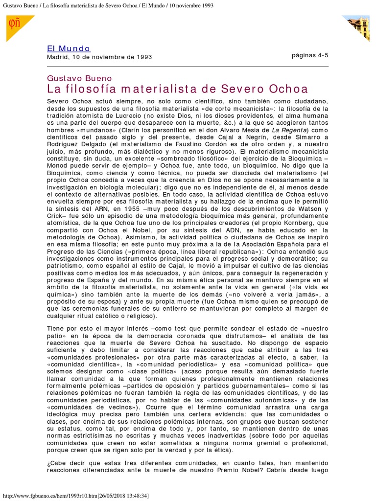 1993 - Gustavo Bueno - La Filosofía Materialista de Severo Ochoa El ...
