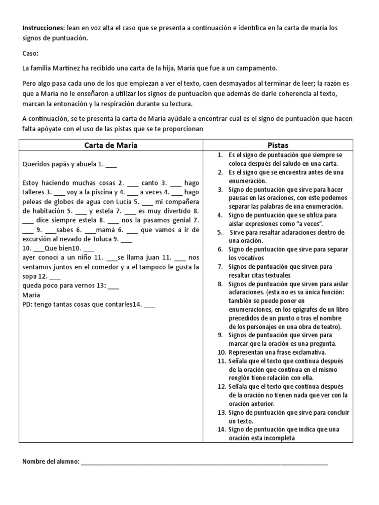 Carta de Maria | PDF | Puntuación | Oración (Lingüística)