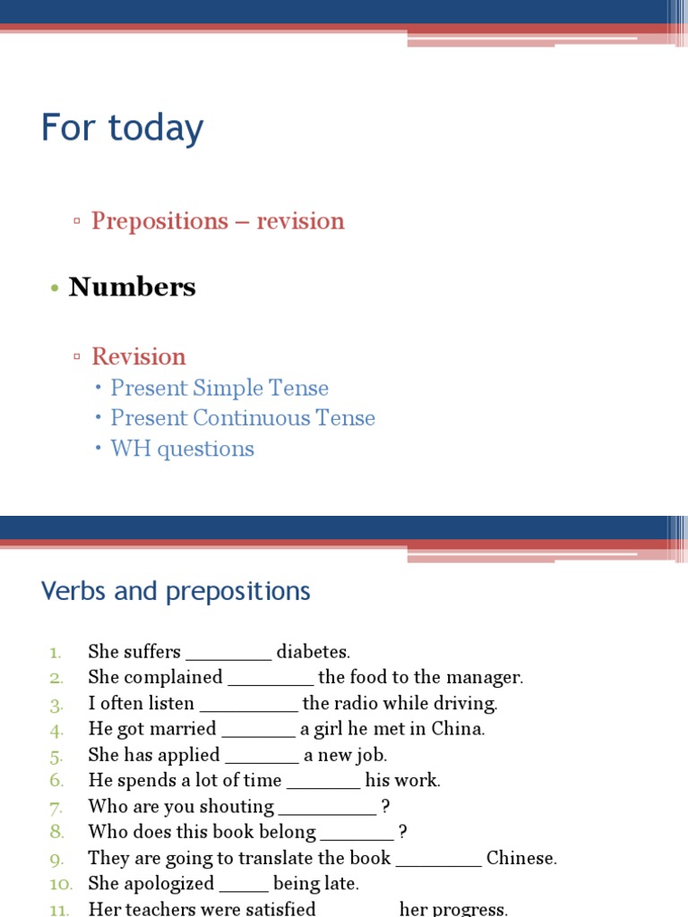 Prepositions and Numbers Revision | PDF | Common Era | Preposition And ...