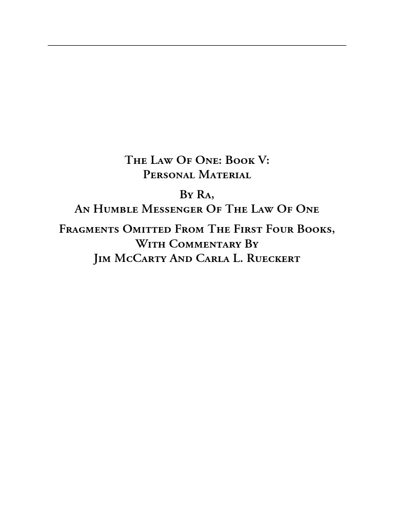 The Law of One - Ra Material - Book V | PDF | Free Will | Time
