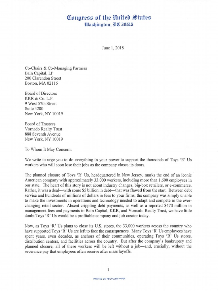 Toys R Us Letter - Signed | PDF