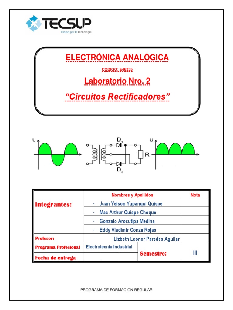 Circuitos Rectificadores. Lab2. 3C4 | Descargar gratis PDF | Rectificador | Diodo