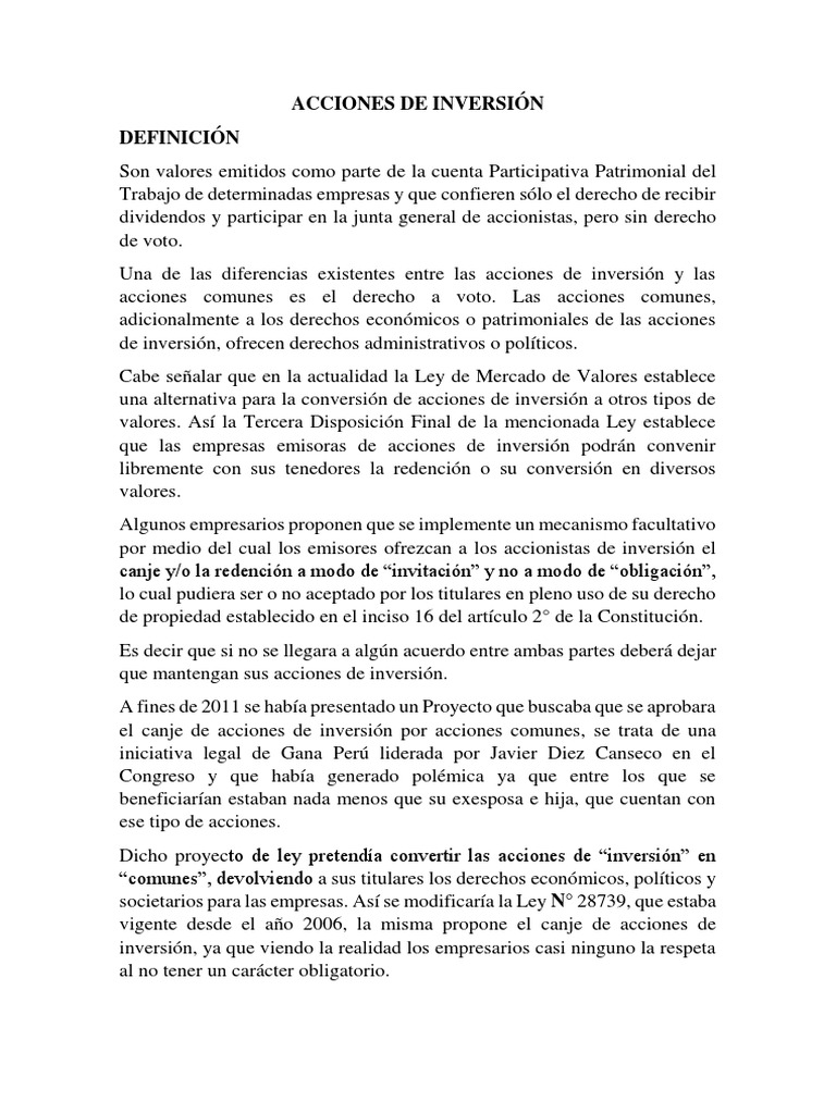 Accion de Inversión | PDF | Compartir (Finanzas) | Inversiones