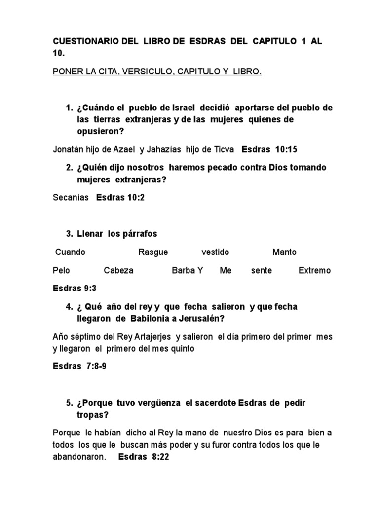 Cuestionario Biblico | PDF | Ezra | Darius I