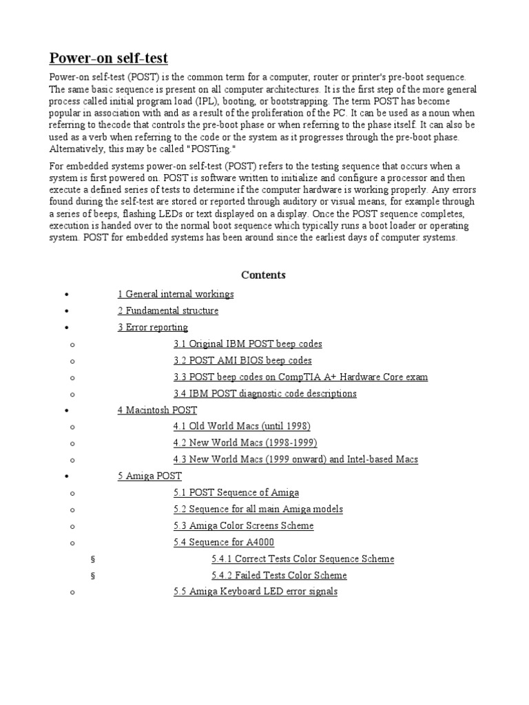 Power On Self Test | Download Free PDF | Bios | Booting