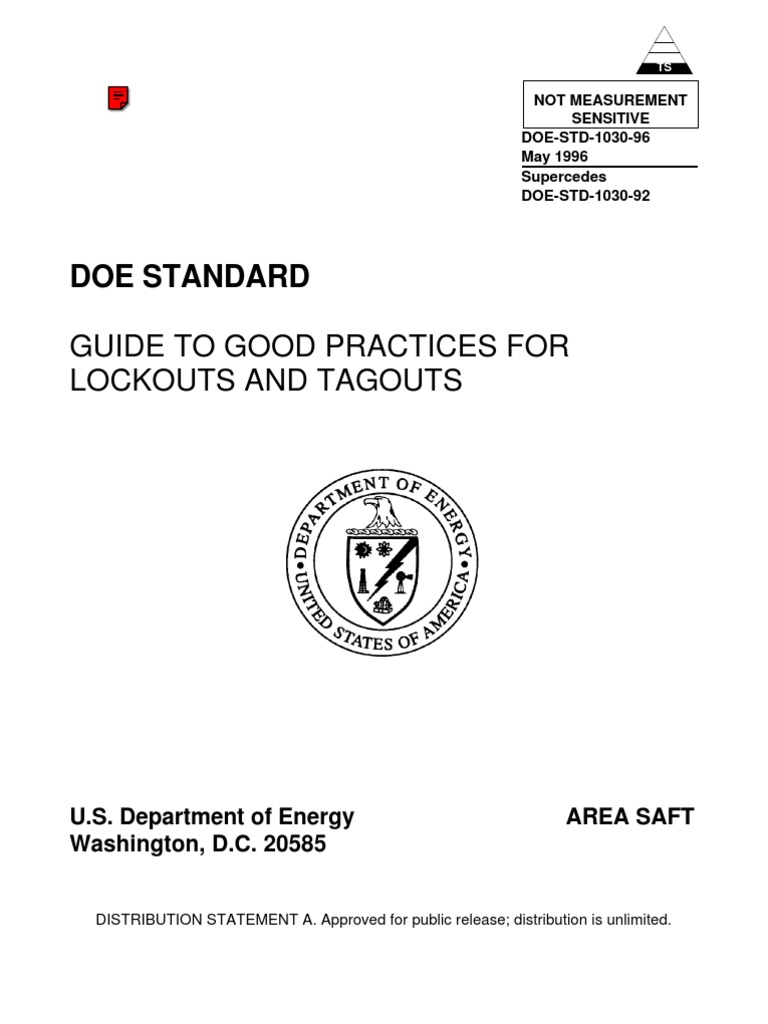 Doe Guide To Good Practices For Lockouts and Tagouts Doe-Std-1030-96 ...