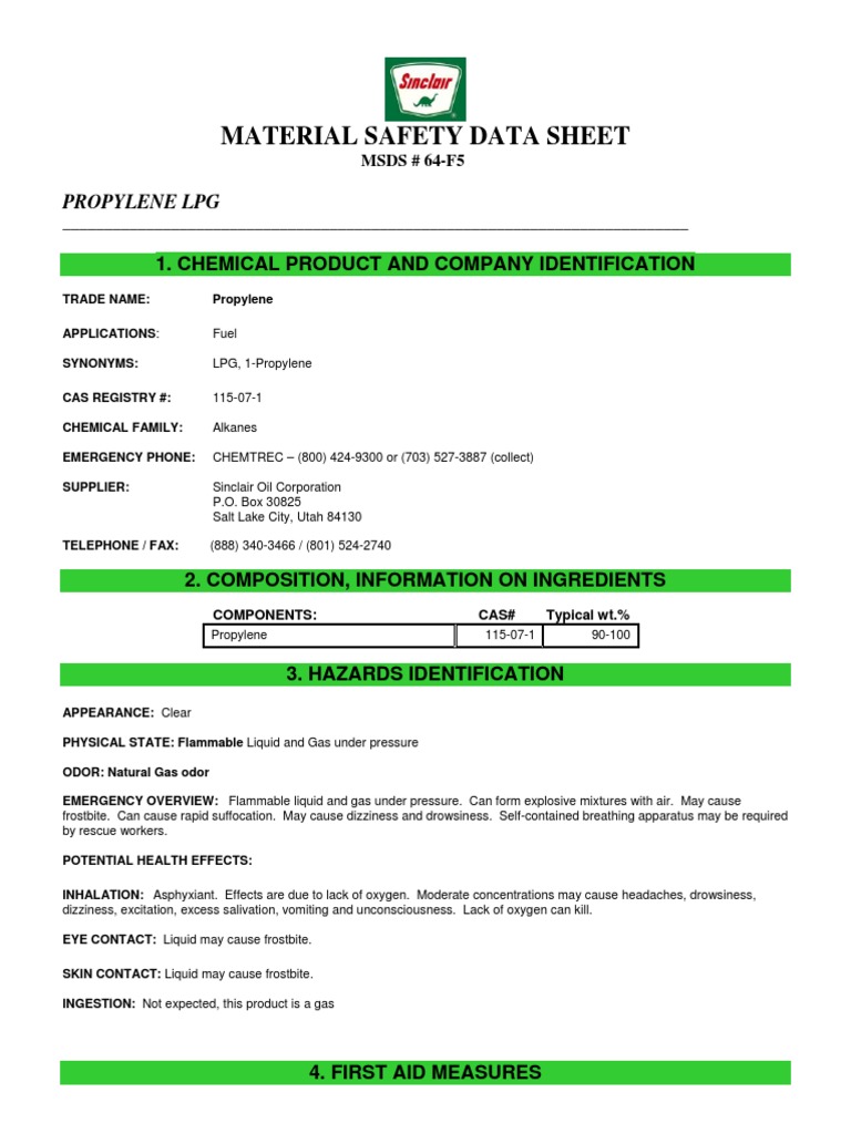 Understanding the Properties and Hazards of Propylene LPG | PDF ...