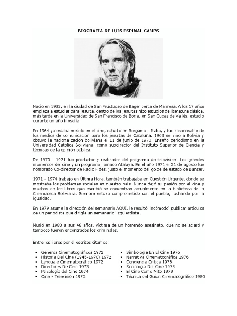 Biografia de Luis Espinal Camps | PDF