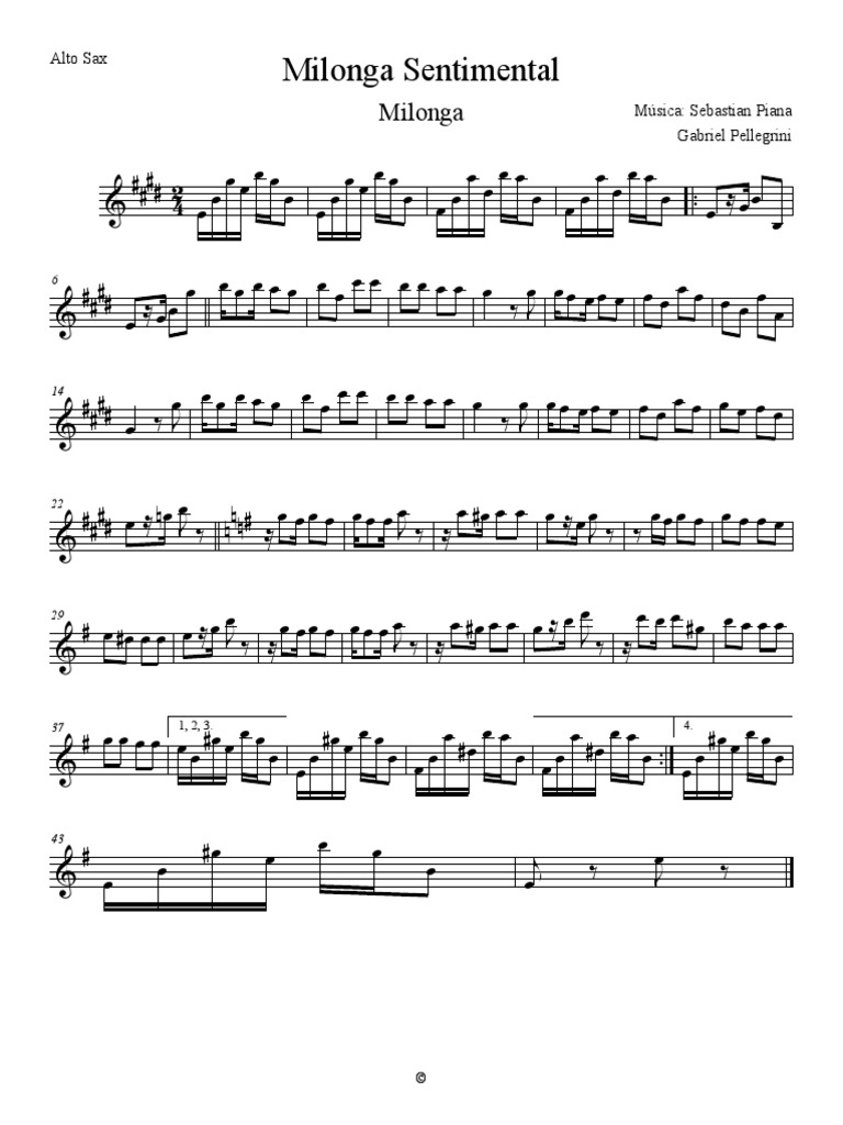 Milonga Sentimental - Alto Sax | PDF