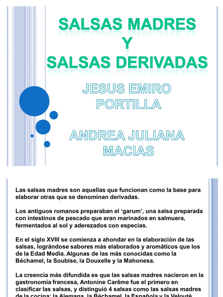 Salsas Madres y Derivadas | PDF | Salsa | Mayonesa