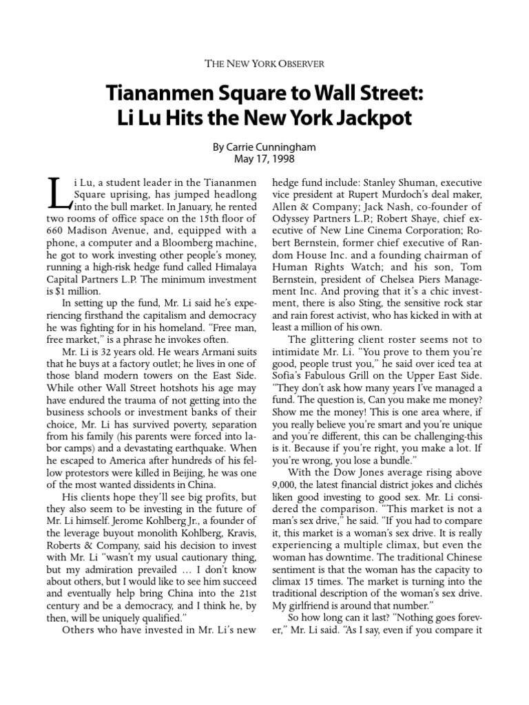 Li Lu Articles | PDF | Economic Bubble | Value Investing