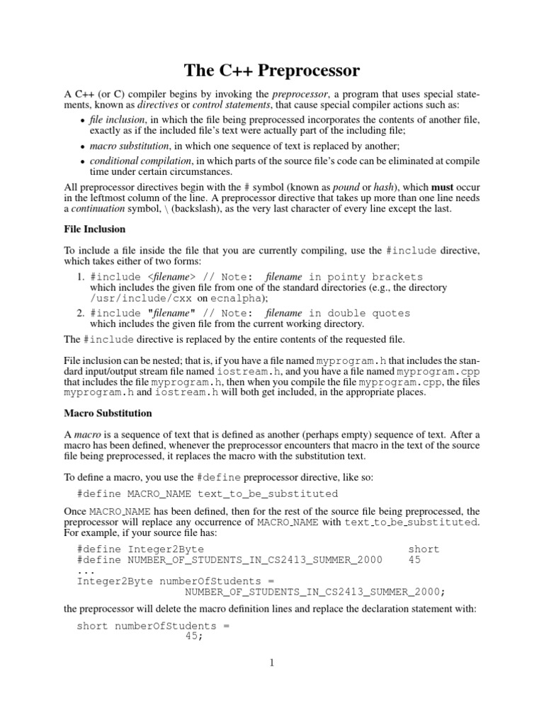 The C++ Preprocessor: File Inclusion | Download Free PDF | Class (Computer Programming ...