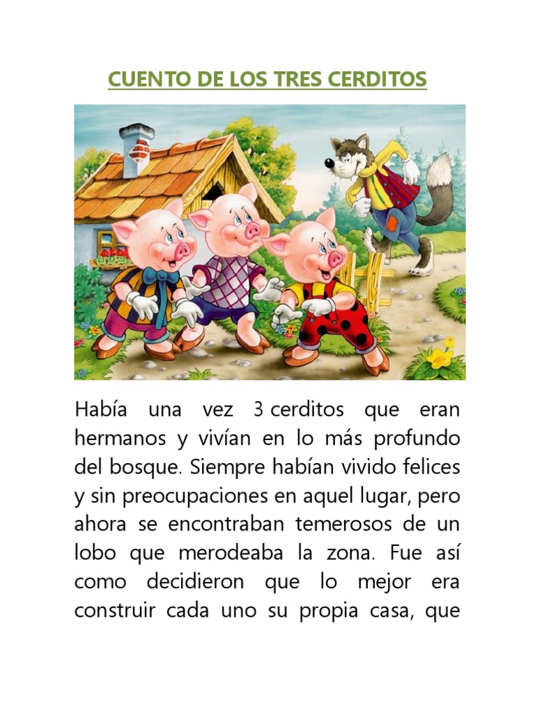 Cuento De Los Tres Cerditos Pdf Ocio Violencia