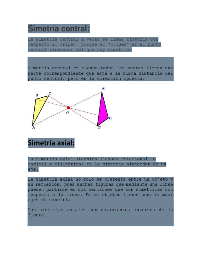 Simetría Axial y Central: Definiciones y Diferencias | PDF | Métodos y ...