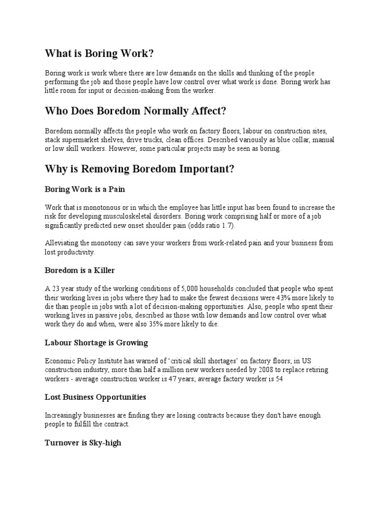 What Is Boring Work | PDF | Employment | Turnover (Employment)