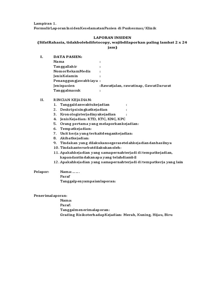 Contoh Laporan Insiden & Rca 6 April 2018 | PDF