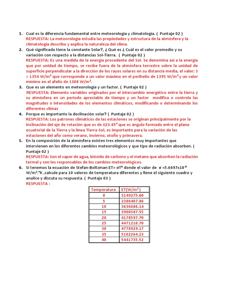 Primer Examen Metio | PDF | Clima | Luz de sol
