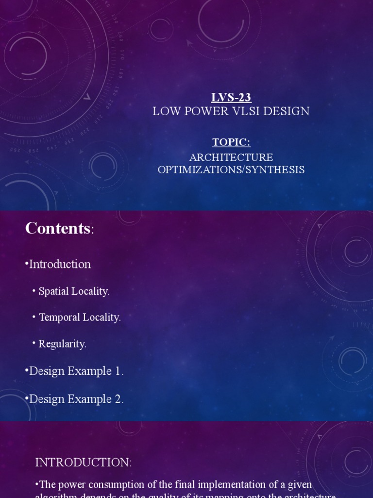 Low Power Vlsi Design Architecture Optimizationssynthesis Pdf Parallel Computing Program