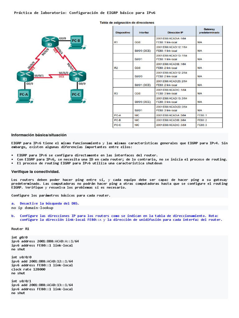 Configuración de EIGRP Básico Para IPv6 | Router (Informática) | IPv6