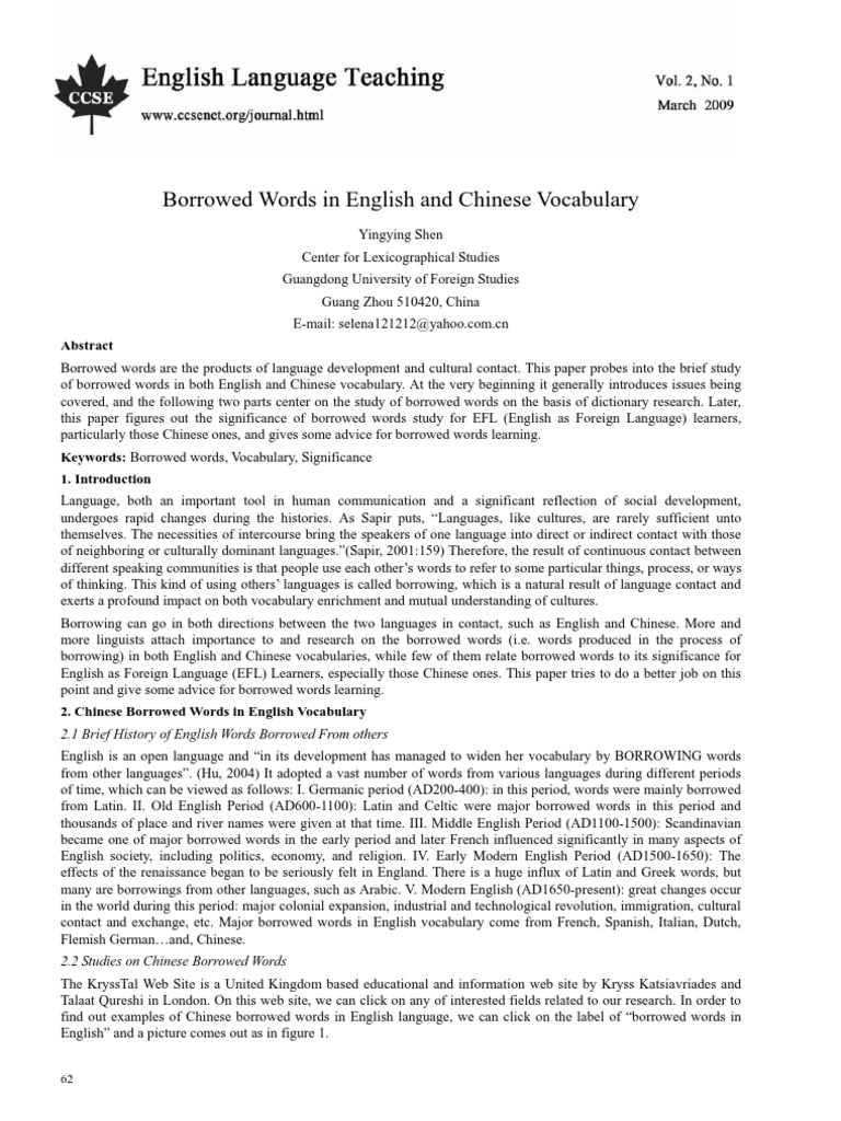 Lexical English Borrowing | Download Free PDF | Standard Chinese ...